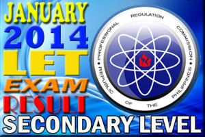 LET Board Exam Result January 2014 SECONDARY LEVEL: Complete List of ...